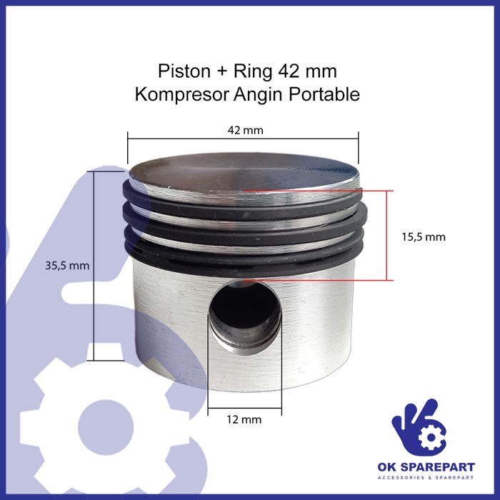 Jual Paket Piston 42 mm Dan Ring Piston Kompresor Angin Portable ...