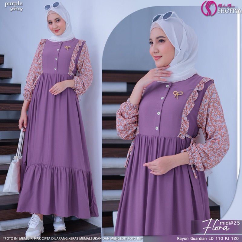 Jual [VICAN] TERBARU VIONA FLORA BUNGA & AGATA SQUARE KALEA NEW SERIES MIDI DRESS GAMIS RAYON ...