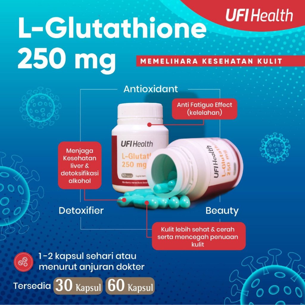 Jual UFI Health L-Gluthation 250mg (Suplemen Pemutih BPOM)/ L-glutation ...