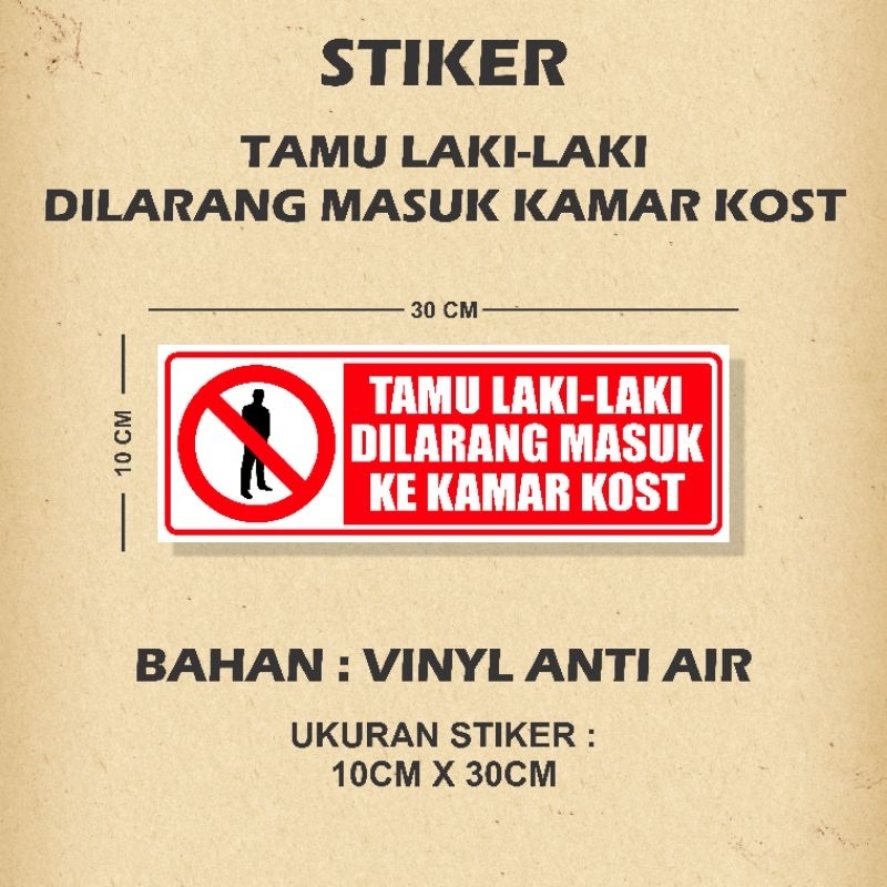 Jual Stiker Tamu Laki laki Dilarang Masuk Kamar Kost Sticker Dilarang ...