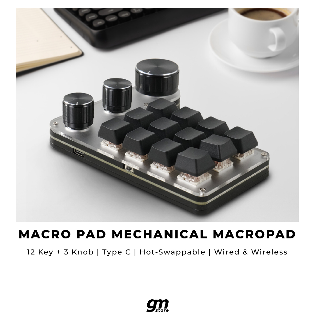 Jual Macropad Mechanical Keyboard 12 Key 3 Knob Shortcut Streamdeck ...