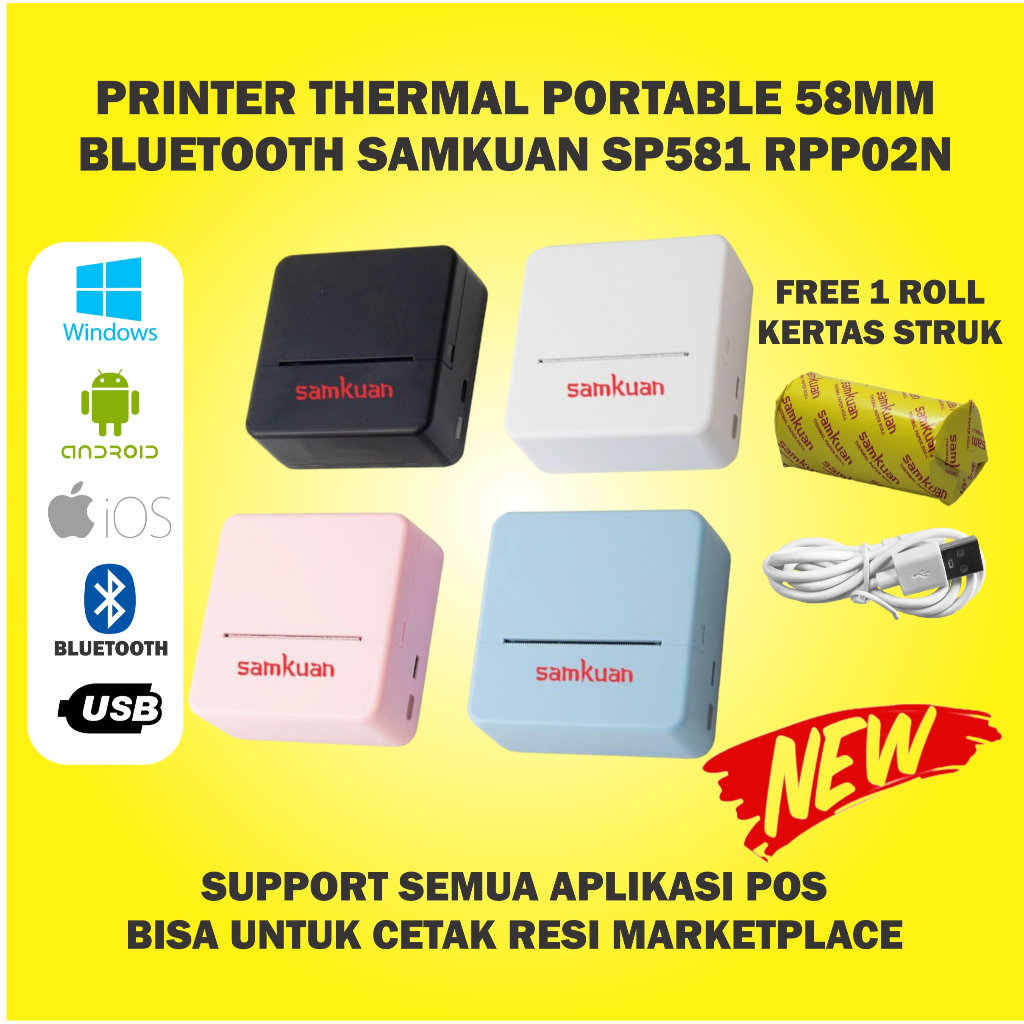 Jual PRINTER BLUETOOTH MINI PORTABLE THERMAL KASIR 58MM BATERAI - ALAMAT RESI STRUK SHOPEE ...