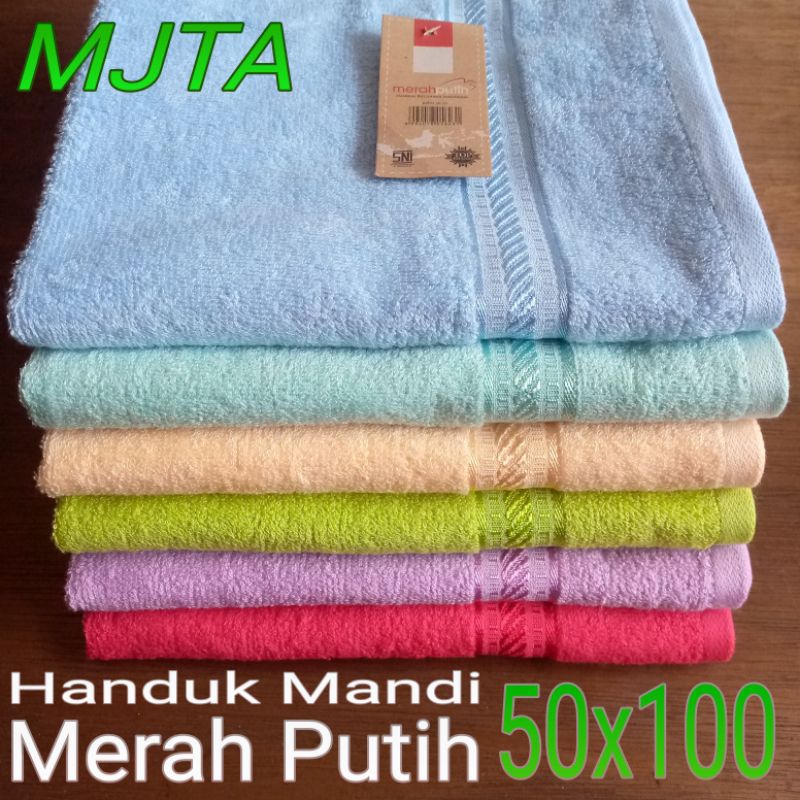 Jual Handuk Mandi Merah Putih Polos Uk. Tanggung 50x100 | Shopee Indonesia
