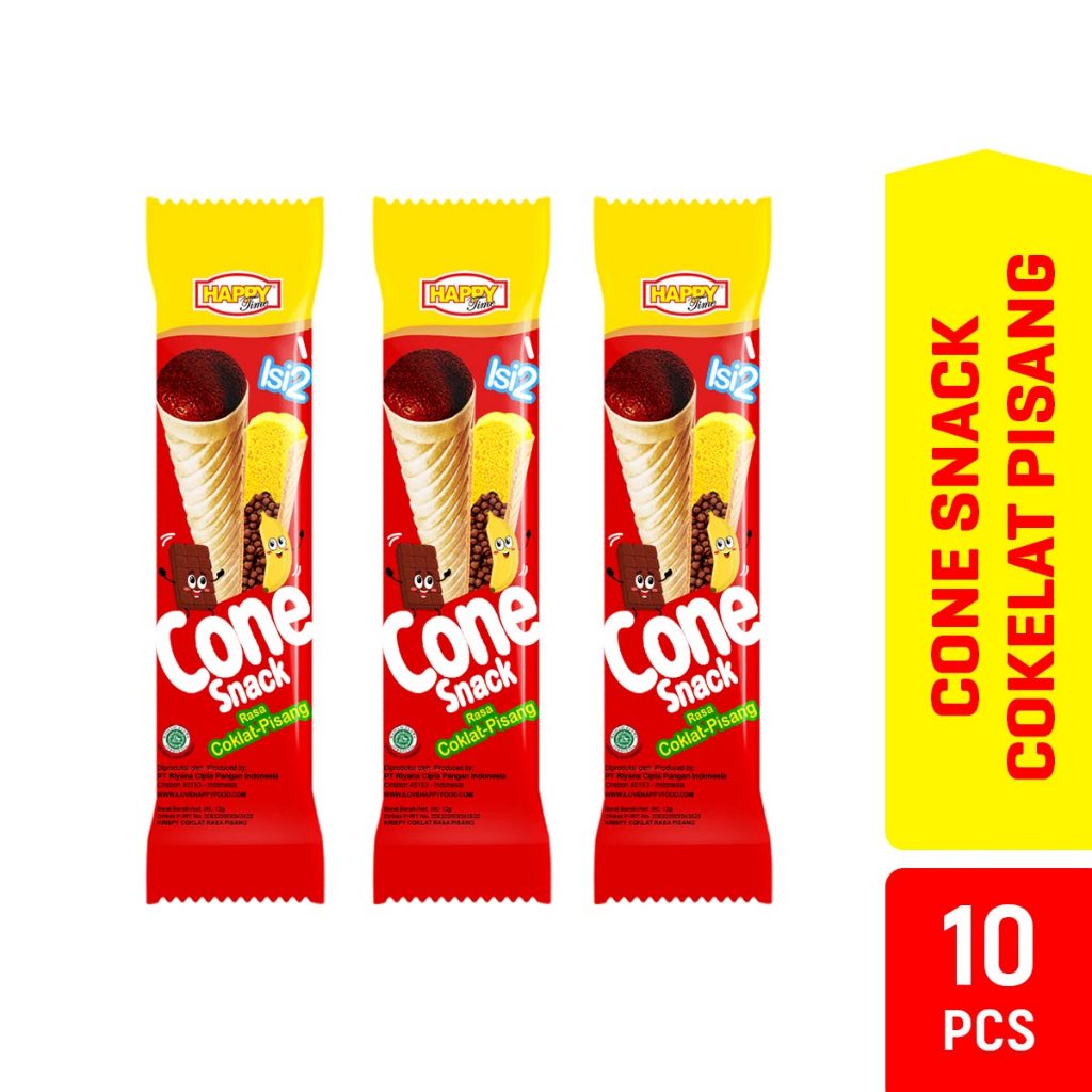 Jual Happy Time Cone Snack Coklat Pisang (Isi 10 Pcs) | Shopee Indonesia