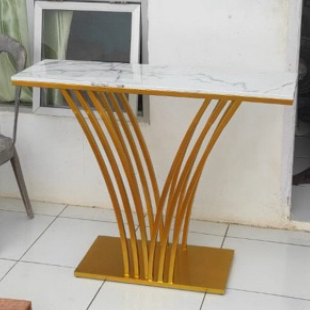 Jual Meja konsul estetik console table aesthetic gold meja TV Vas Sudut ...