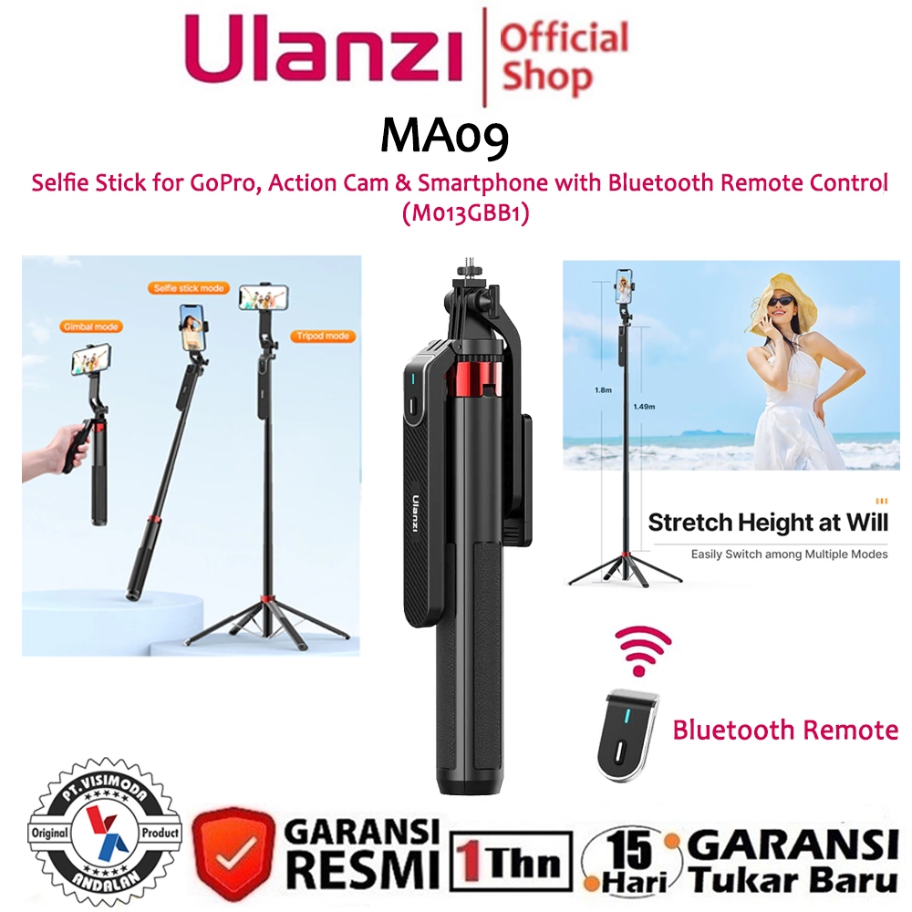 Jual Ulanzi MA09 Selfie Stick with Remote for Action Cam & Smartphone ...