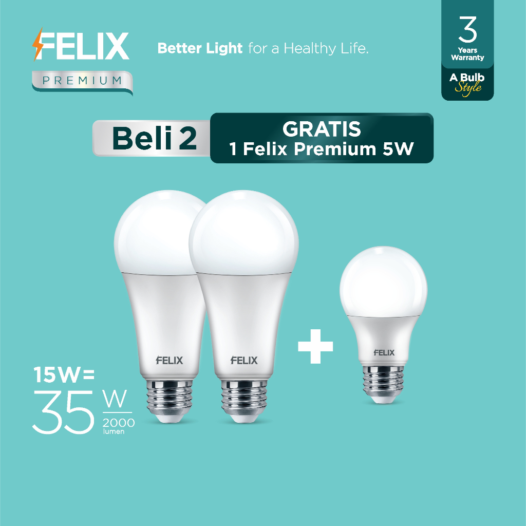 Jual FELIX PREMIUM Lampu Bohlam LED 15 Watt A Bulb Style Putih Cool ...