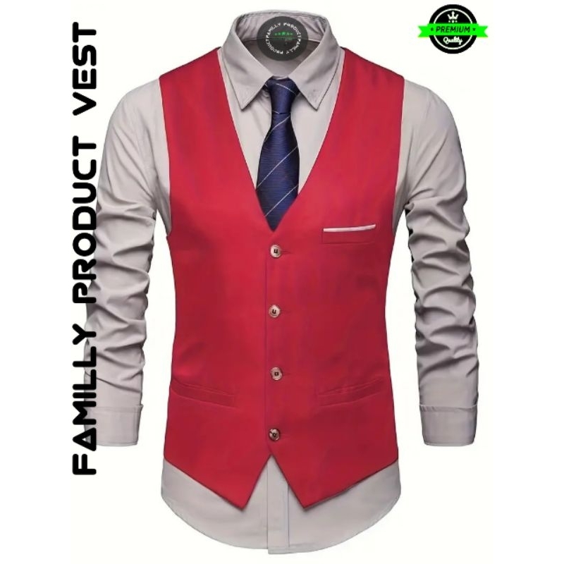 Jual Familly Product - Vest Rompi Formal pria Merah | Shopee Indonesia