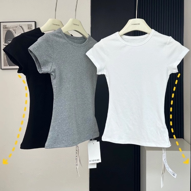 Jual Kaos Rajut Rib/Kaos Rajut Warna Polos Slim-fit/Kaos Leher Bulat ...