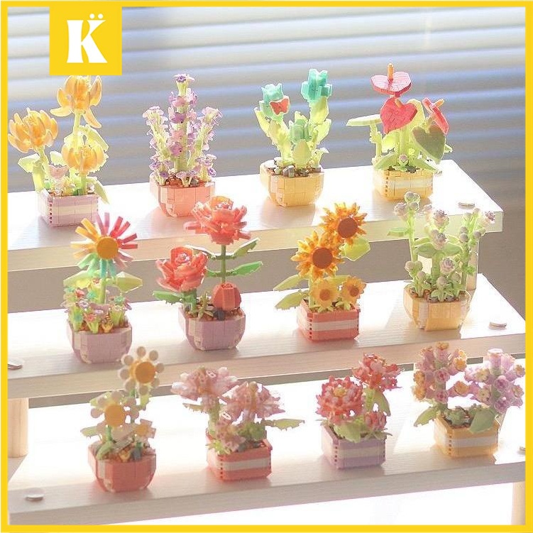 Jual Keeppley Bricks Building Pot Bunga Mainan Balok Susun DIY Hadiah ...