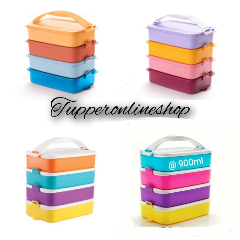 Jual Click to go tupperware/ rantang tupperware 4 susun warna baru ...