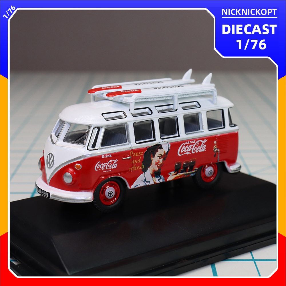 Jual Miniatur Mobil 1:76 Oxford VW T1 Bus and Surfboards Coca Cola ...
