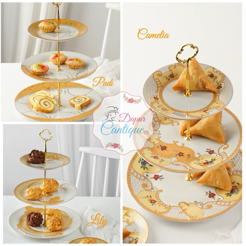 Jual Tier Cake Stand atau Piring Susun Vicenza /Triple Plate P25 | Shopee Indonesia