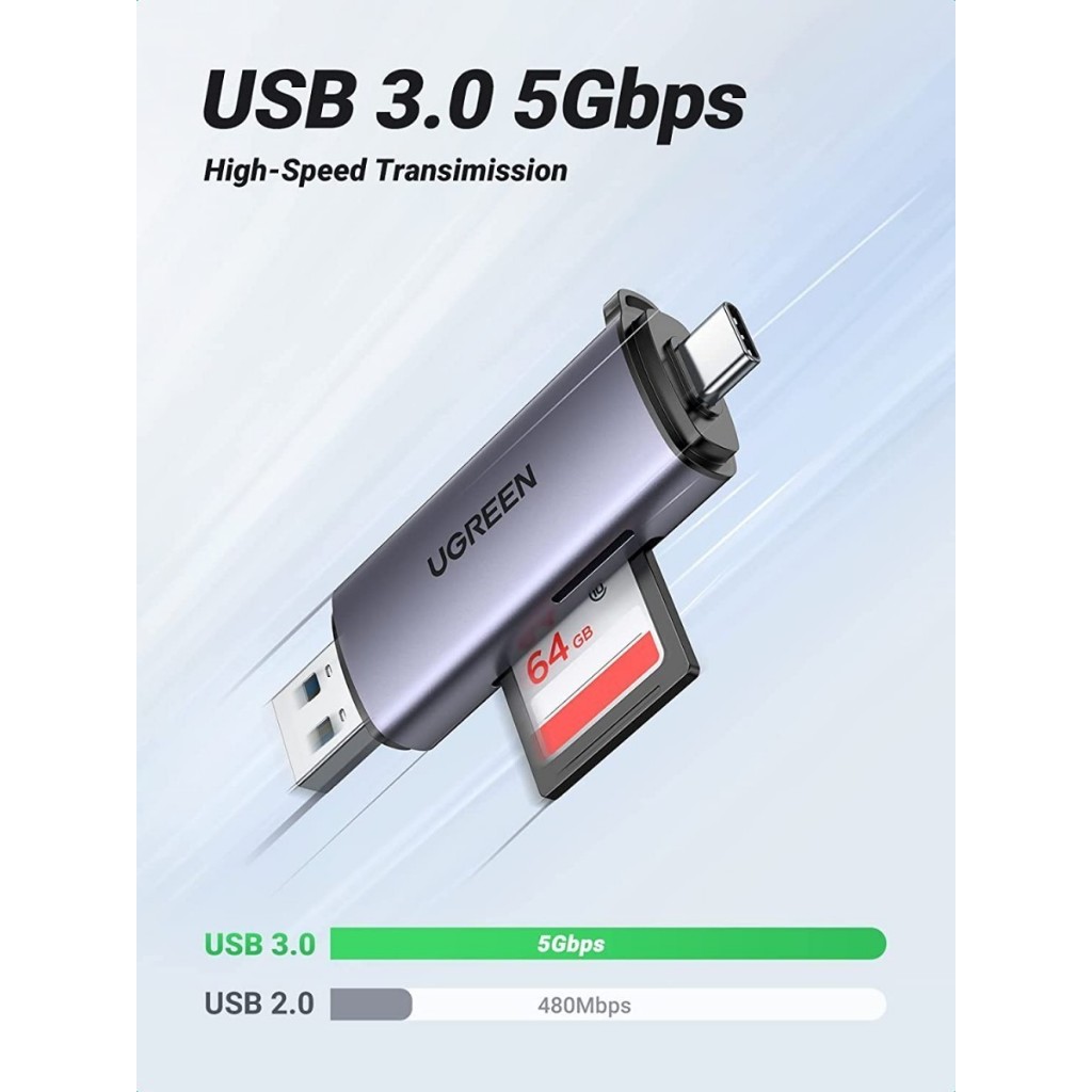 Jual UGREEN 50706 Card Reader OTG USB Type-C dan USB-A SD Card | Shopee ...