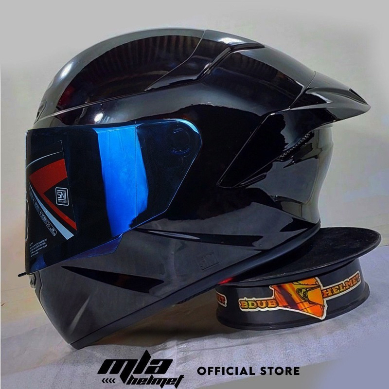 Jual Helm Full Face MLA TTC Solid Terbaru Black Dof viosr blue paket ...