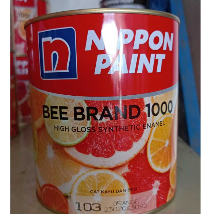 Jual CAT KAYU DAN BESI NIPPON PAINT BEE BRAND 1000 0,9 LTR-103 ORANGE | Shopee Indonesia