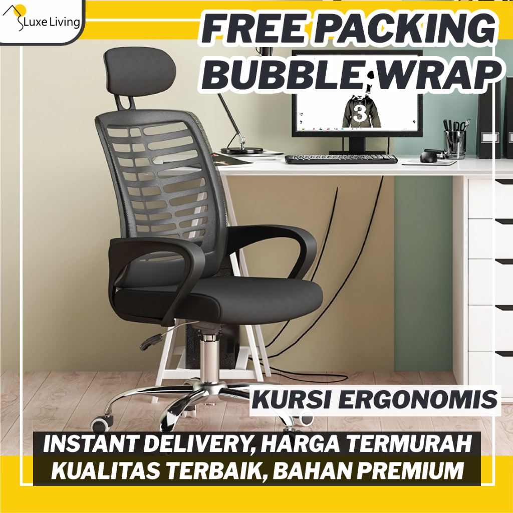 Jual LLI Kursi Kantor Kursi Kerja Kursi Belajar Ergonomis Putar ...