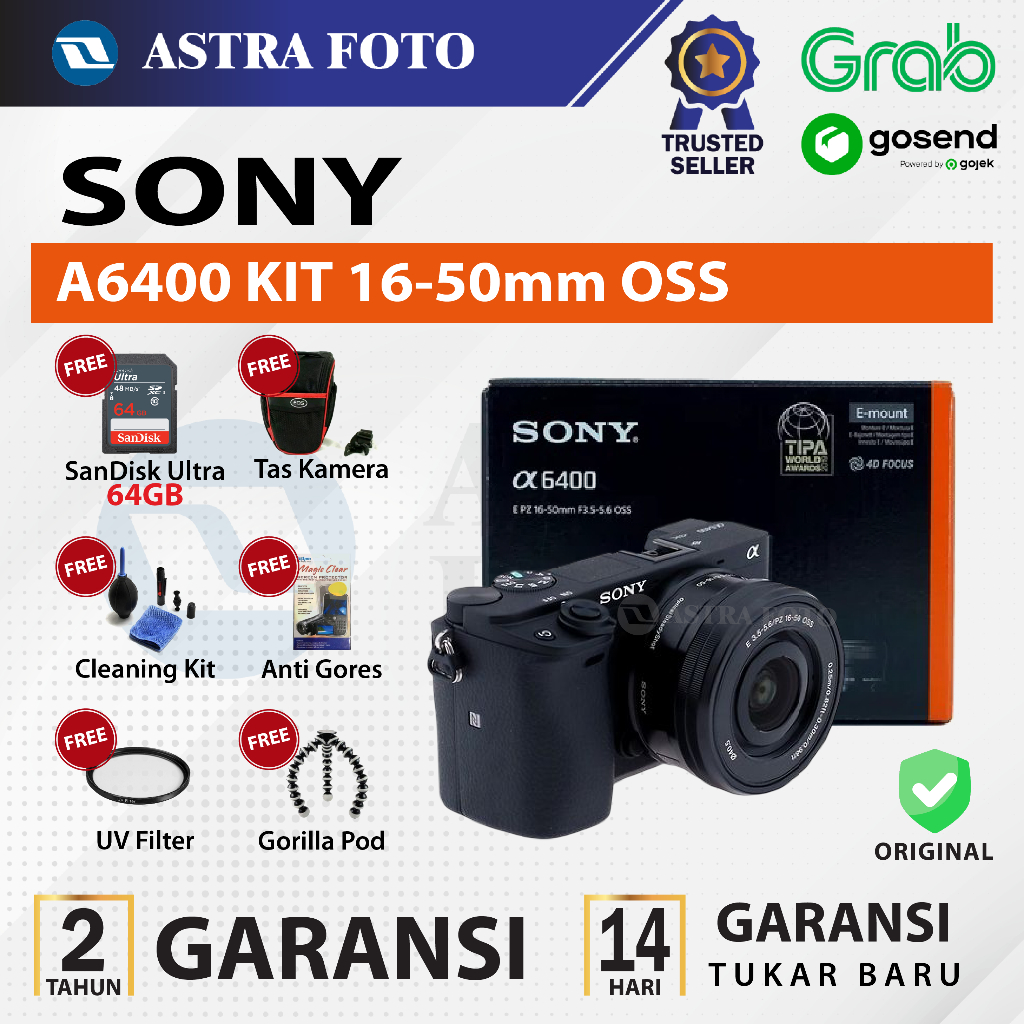 Jual SONY ALPHA A6400 KIT 16-50mm OSS KAMERA MIRRORLESS 4K ORIGINAL ...