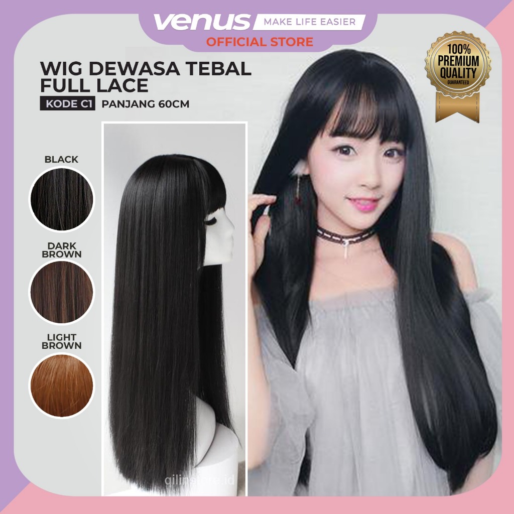 Jual OLSEE - Wig Rambut Palsu Lurus Panjang Wig Full Lace Dewasa Tebal ...