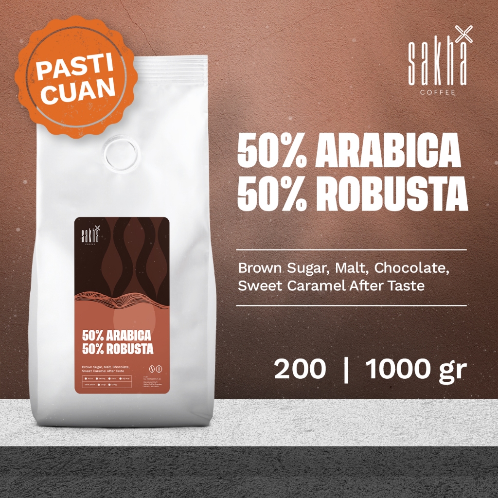 Jual BIJI KOPI 50% ARABICA Ekonomis Espresso Blend By Sakha Coffee ...