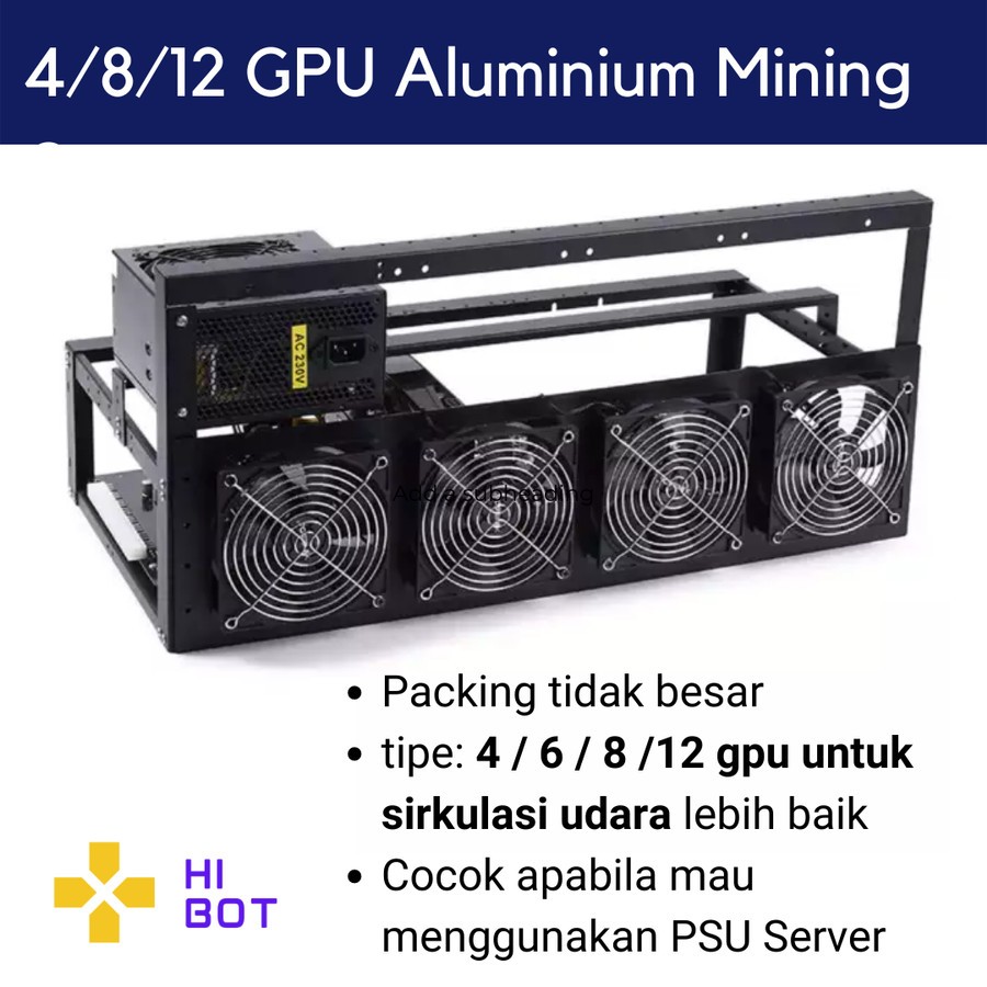 Jual 8 GPU Mining Rig Case - Aluminium Alloy - Cocok untuk 6 & 8 GPU ...