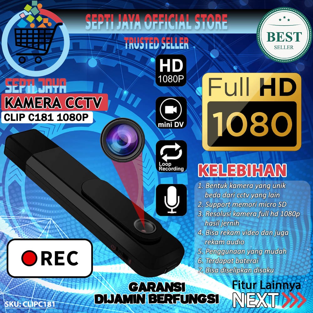 Jual Camera Mini Clip-On Kamera Saku Pocket Klip C181 Full HD 1080P ...