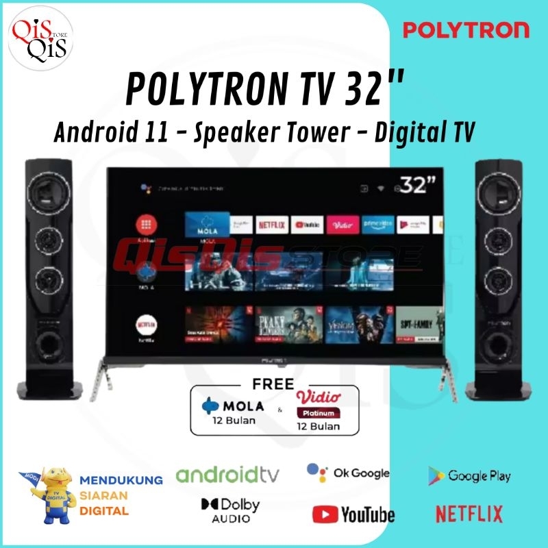 Jual POLYTRON Android TV / Google TV 32 inch - 32TAG9855 - Speaker ...