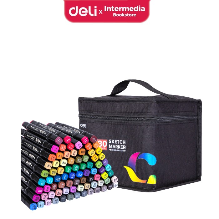 Jual Deli 70806-80 Sketch Marker 2 Tip 80 warna | Shopee Indonesia