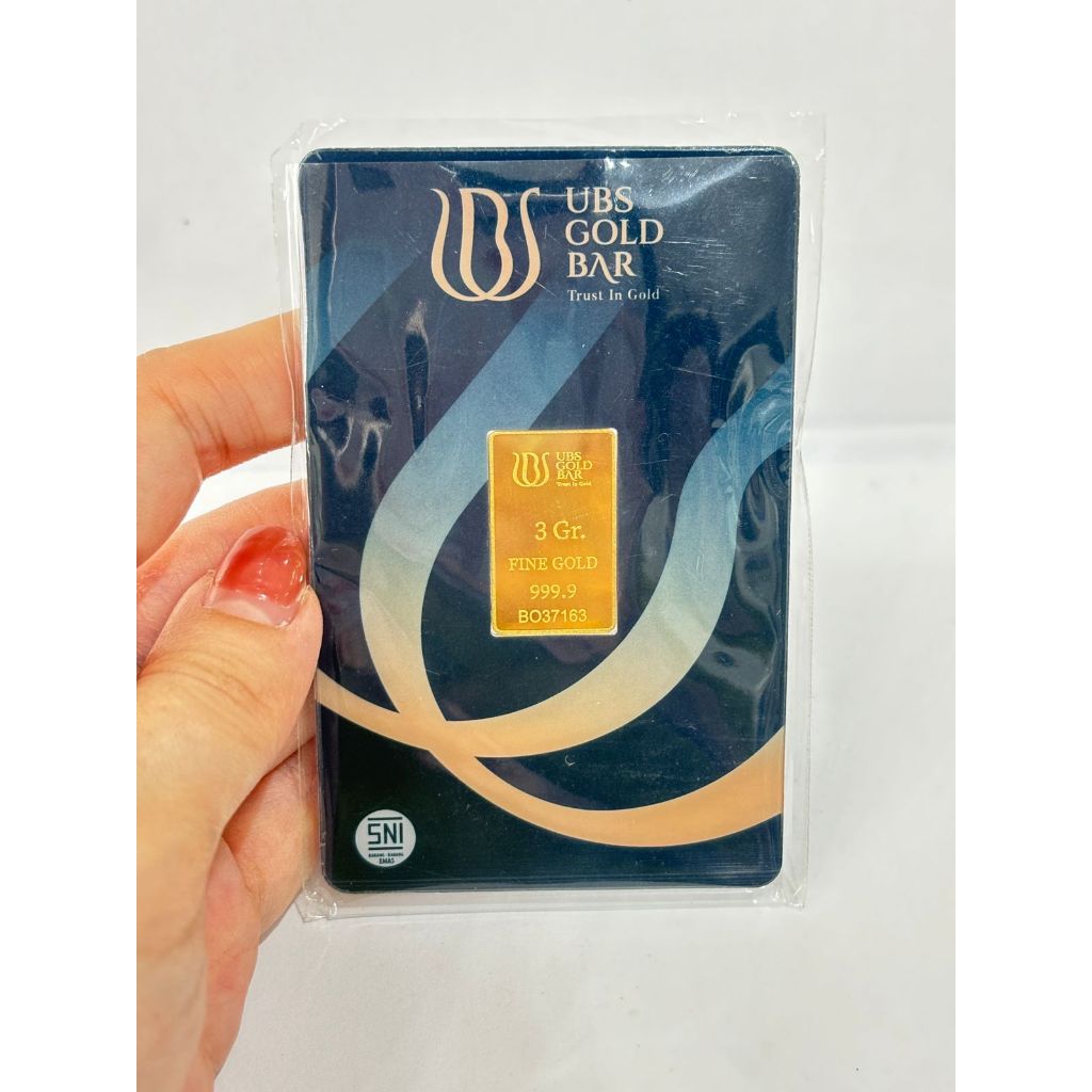 Jual 3 GRAM LM LOGAM MULIA EMAS UBS GOLD BAR TRUST IN GOLD BARU BIRU PRESS BARCODE SERTIFIKAT ...
