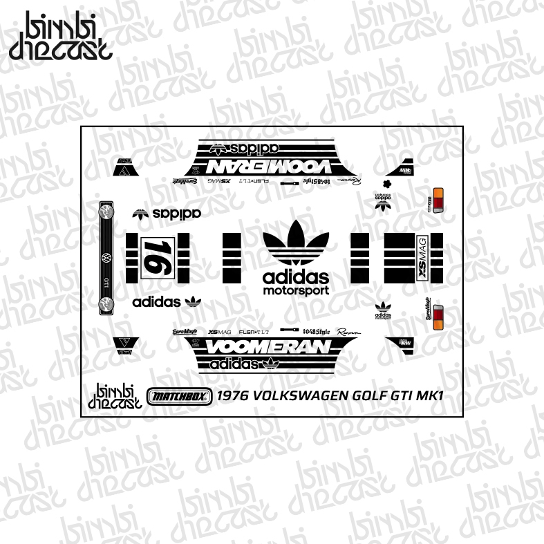 Jual Decal Matchbox 1976 Volkswagen Golf GTI MK1 Voomeran Adidas ...