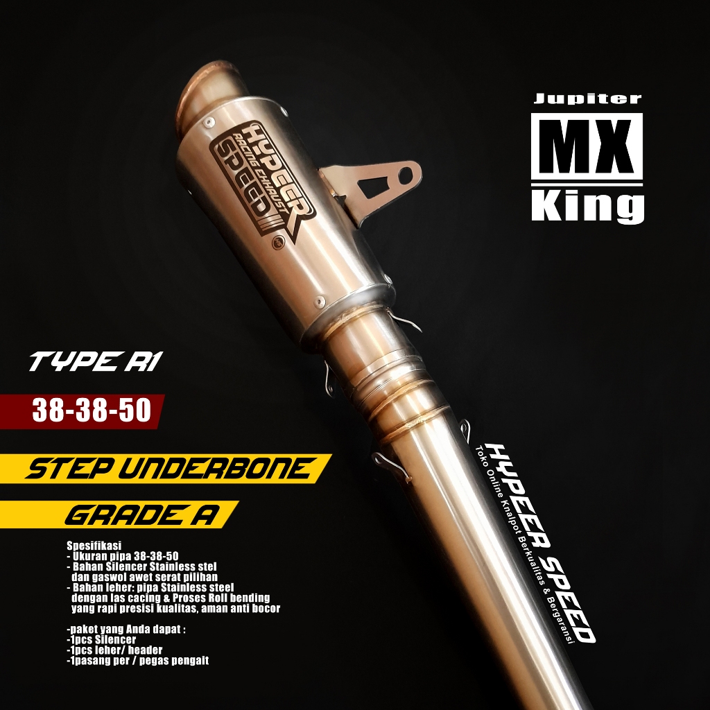 Jual Knalpot Jupiter MX King, Model Roadrace Underbone, 38-38-50 Type ...