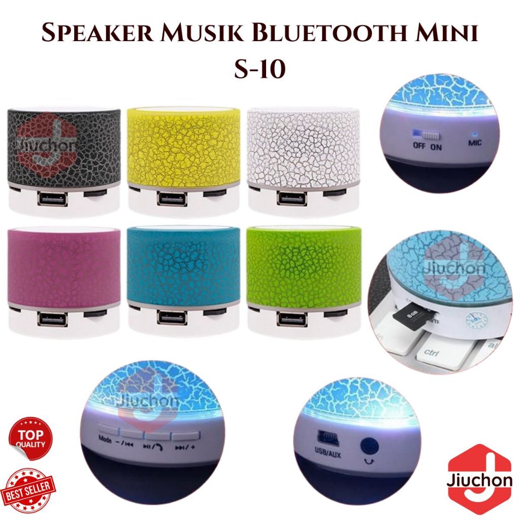 Jual JIUCHON Speaker Bluetooth Mini S10 Creck Lampu LED Musik Box Motif ...