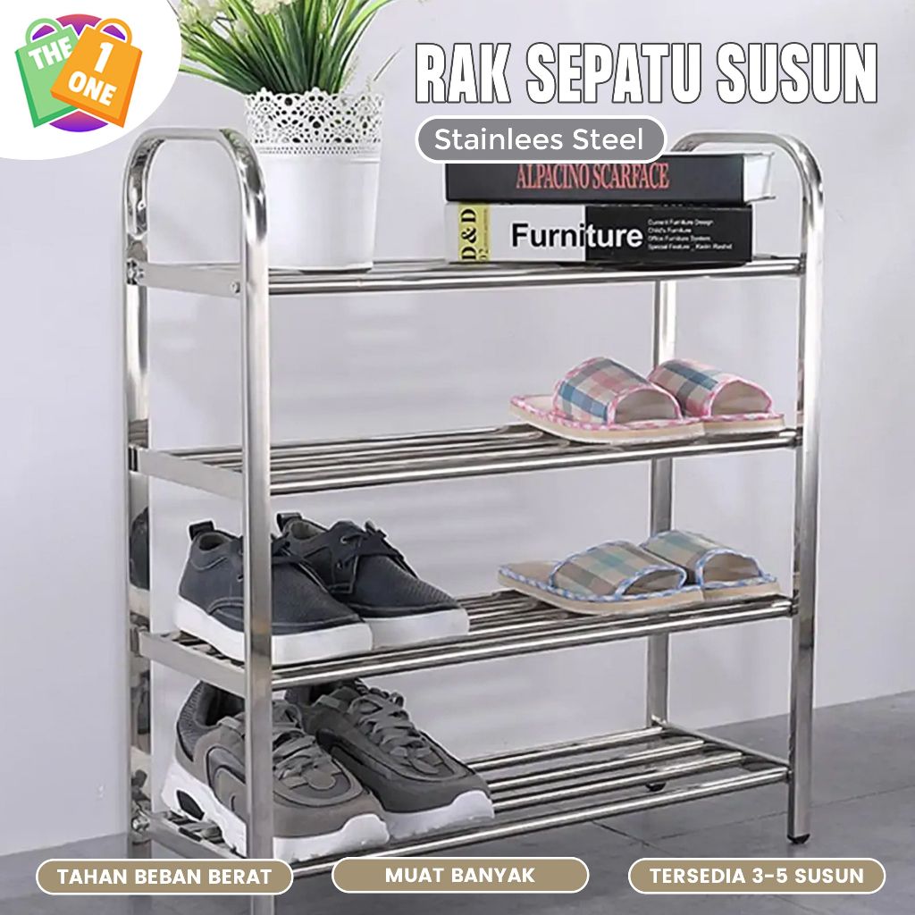 Jual Rak Sepatu & Sendal Stainless Steel 3,4,5 Dan 6 Susun Tempat Alas ...