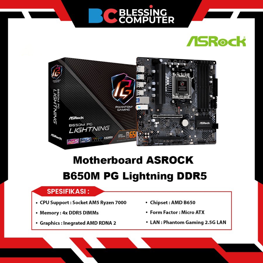 Jual Motherboard ASROCK B650M PG Lightning DDR5 | Shopee Indonesia