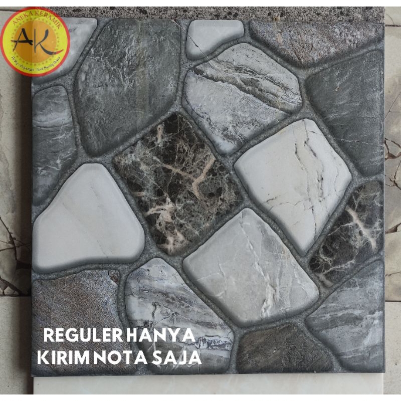 Jual Keramik Lantai Teras Garasi Motif Batu Alam Timbul 50x50 Belmore ...
