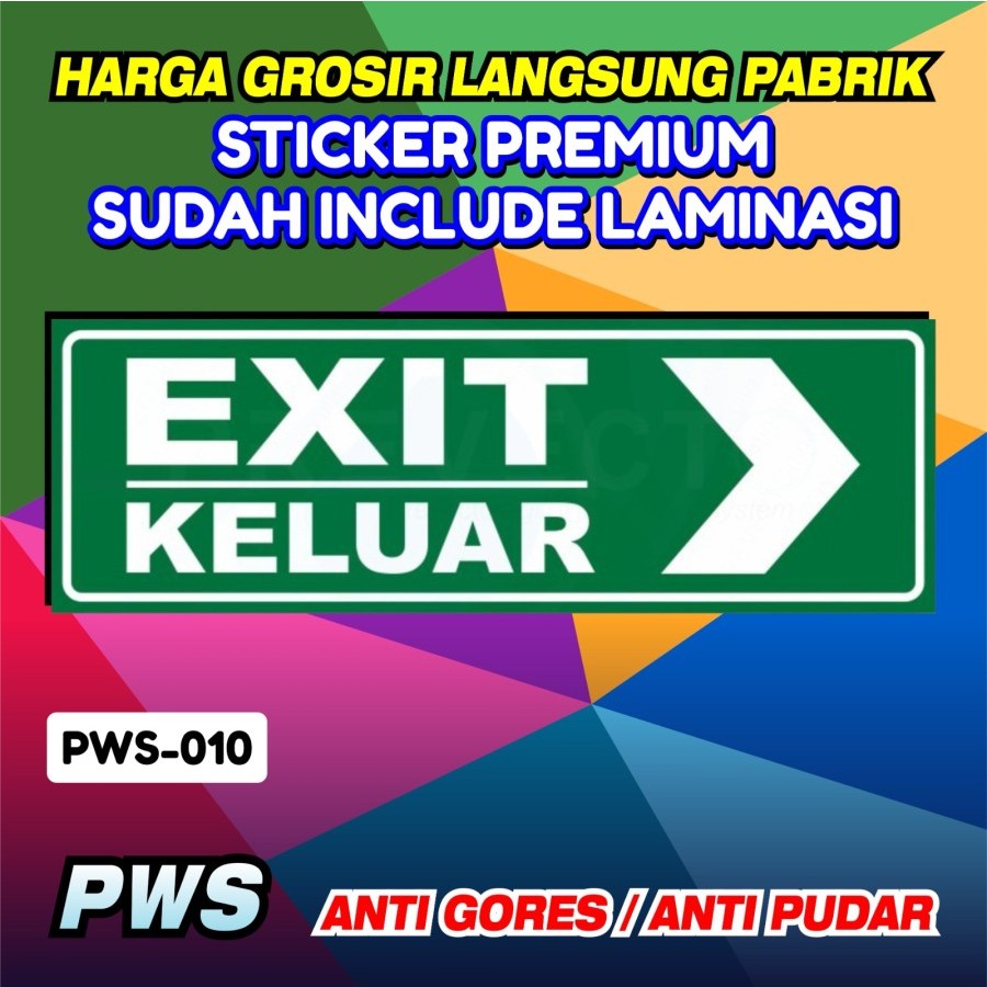 Jual Sticker 10x40 Safety Sign Exit Keluar / Stiker Vinyl Laminasi Exit ...