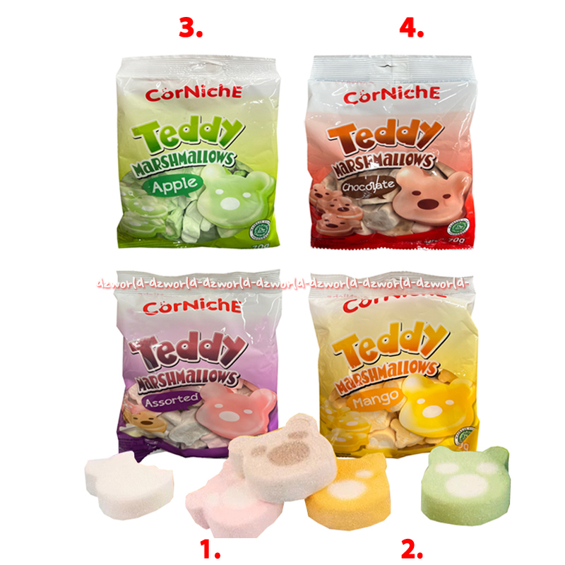 Jual Corniche 70gr Teddy Marshmallows Assorted Mango Apple Chocolate ...