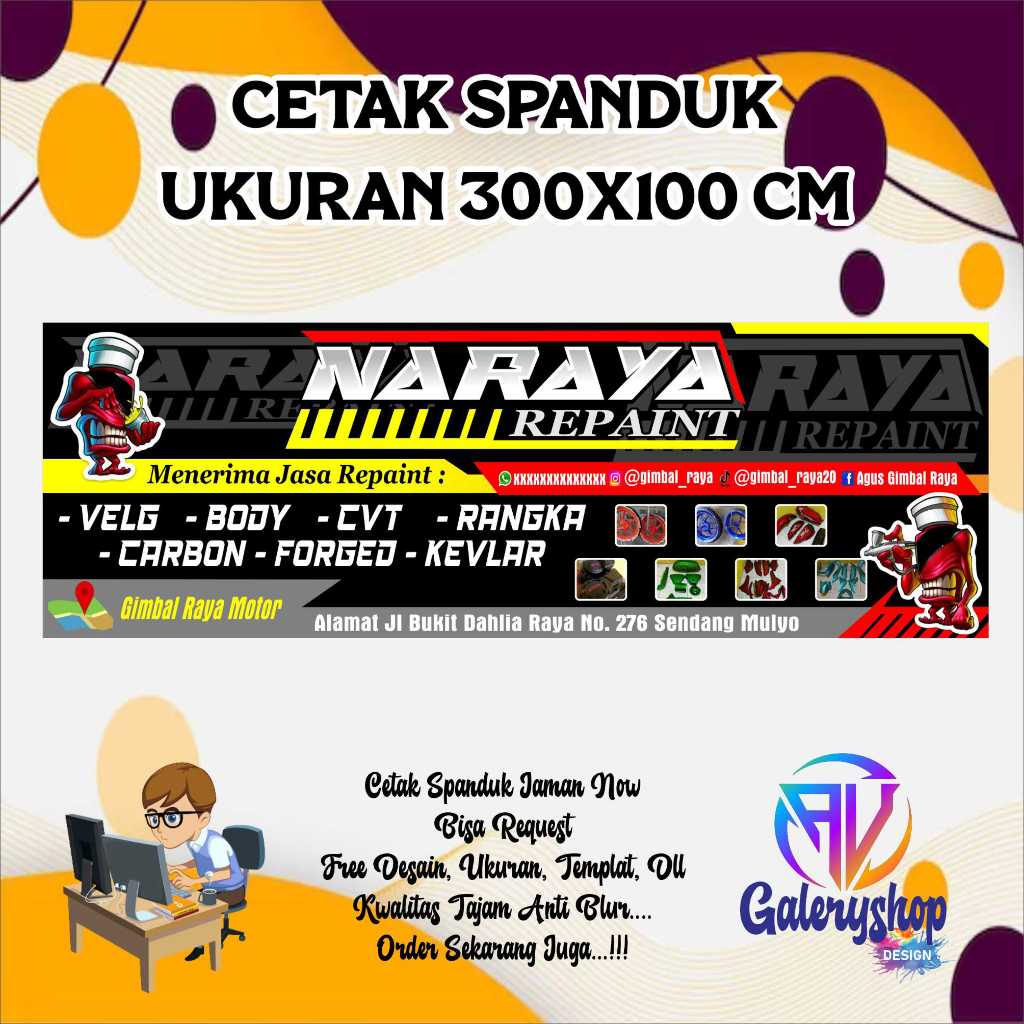 Jual spanduk, banner bengkel garage, restorasi, dll custom 300x100 cm ...