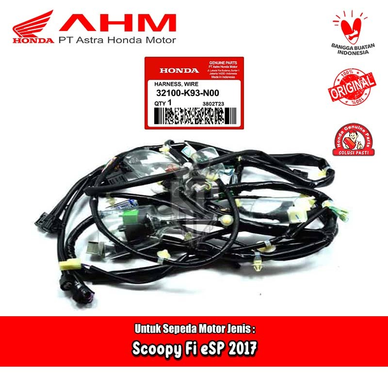 Jual Wayar Kabel Body Komplit Honda Scoopy Fi eSP Stylish 2017 Original AHM 32100-K93-N00 ...