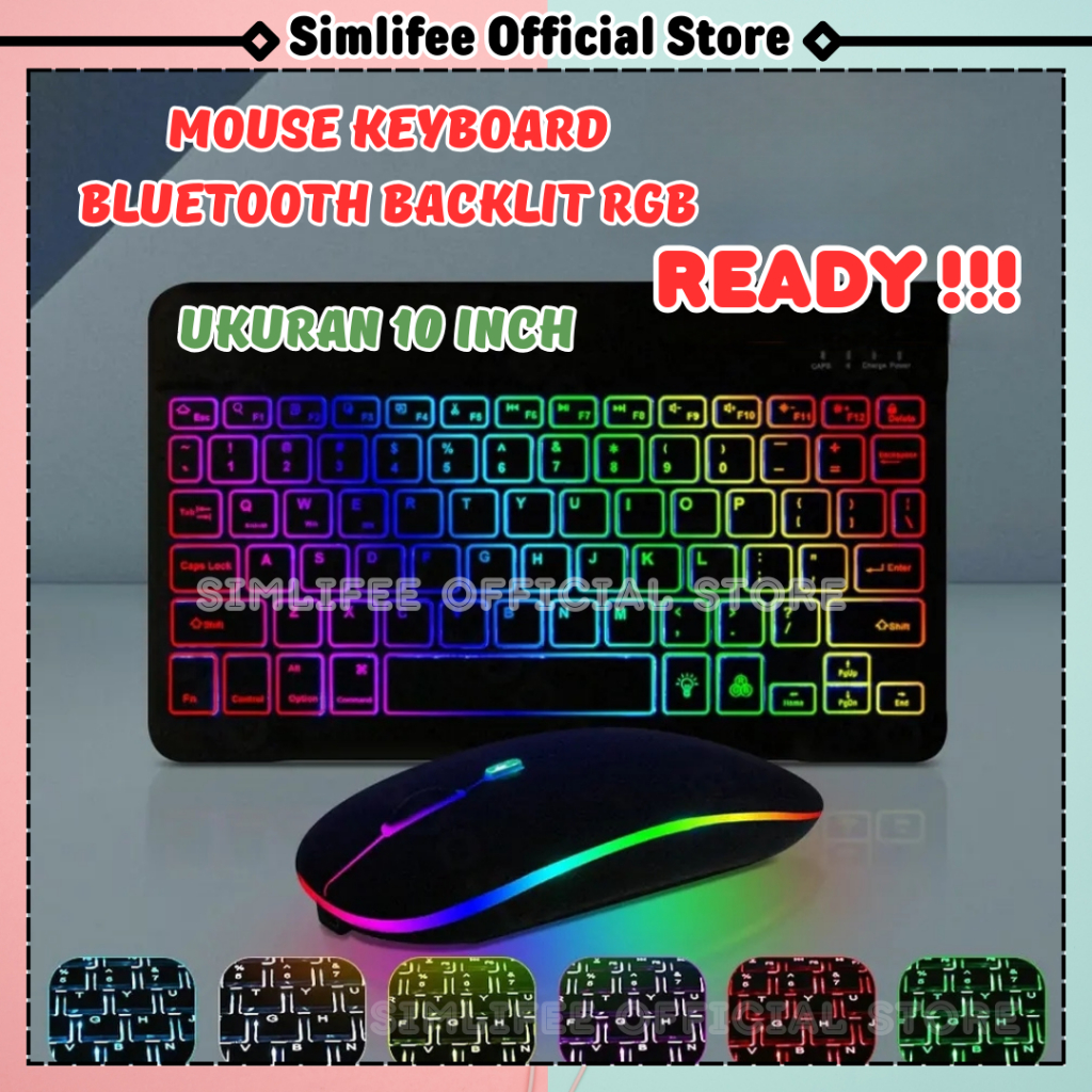 Jual 10 Inch Backlit Keyboard and Mouse Backlight Bluetooth Keyboard ...
