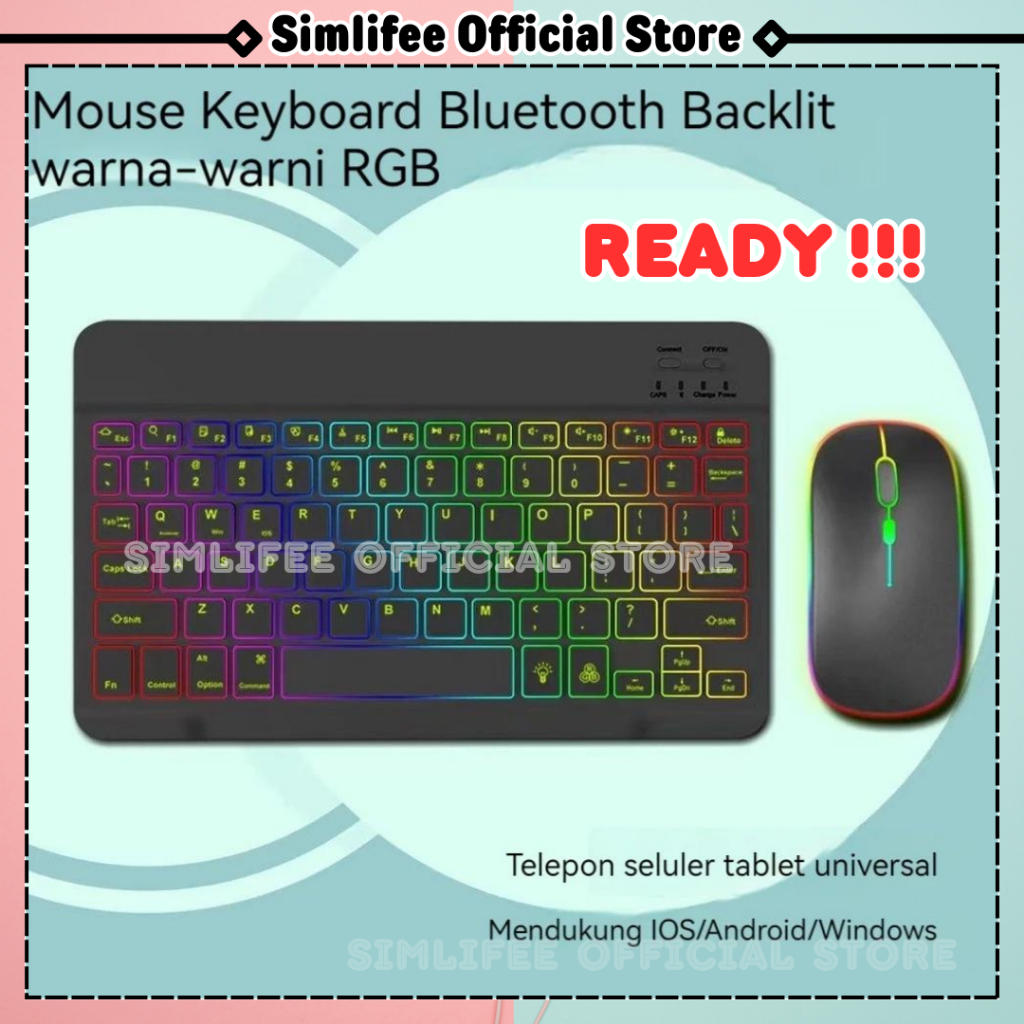 Jual Simlifee Keyboard Bluetooth Wireless Mouse LED Backlight Backlit ...
