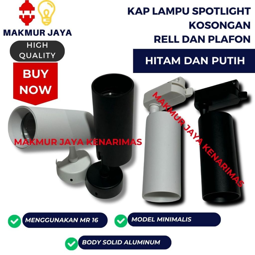 Jual Kap Lampu Sorot Plafon LED Spotlight Dinding Fitting MR16 Hitam ...