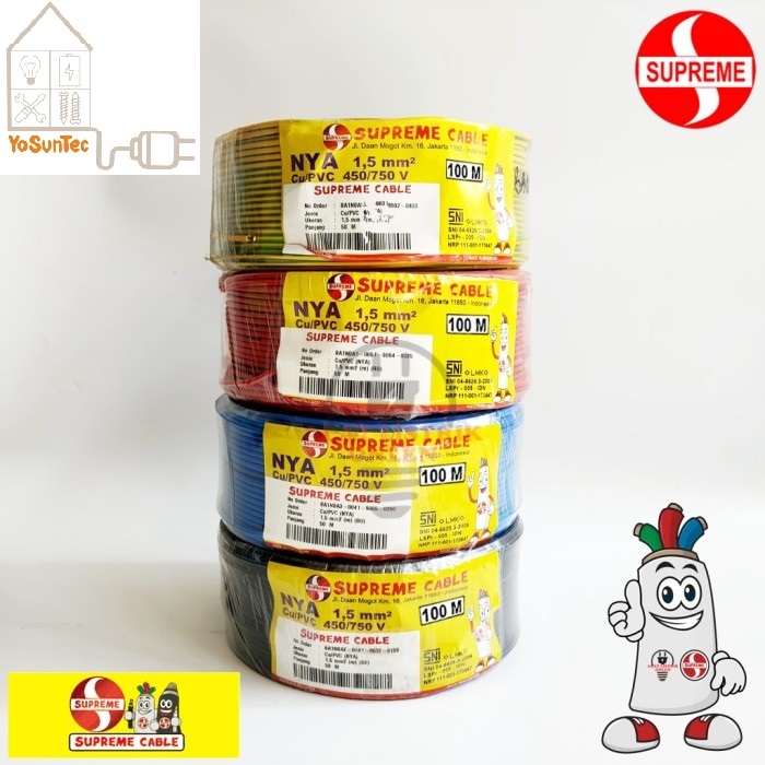 Jual SUPREME Kabel Listrik NYA 1x1,5 1x 2.5 TunggaL Kawat 1 x 2.5 mm METER | Shopee Indonesia