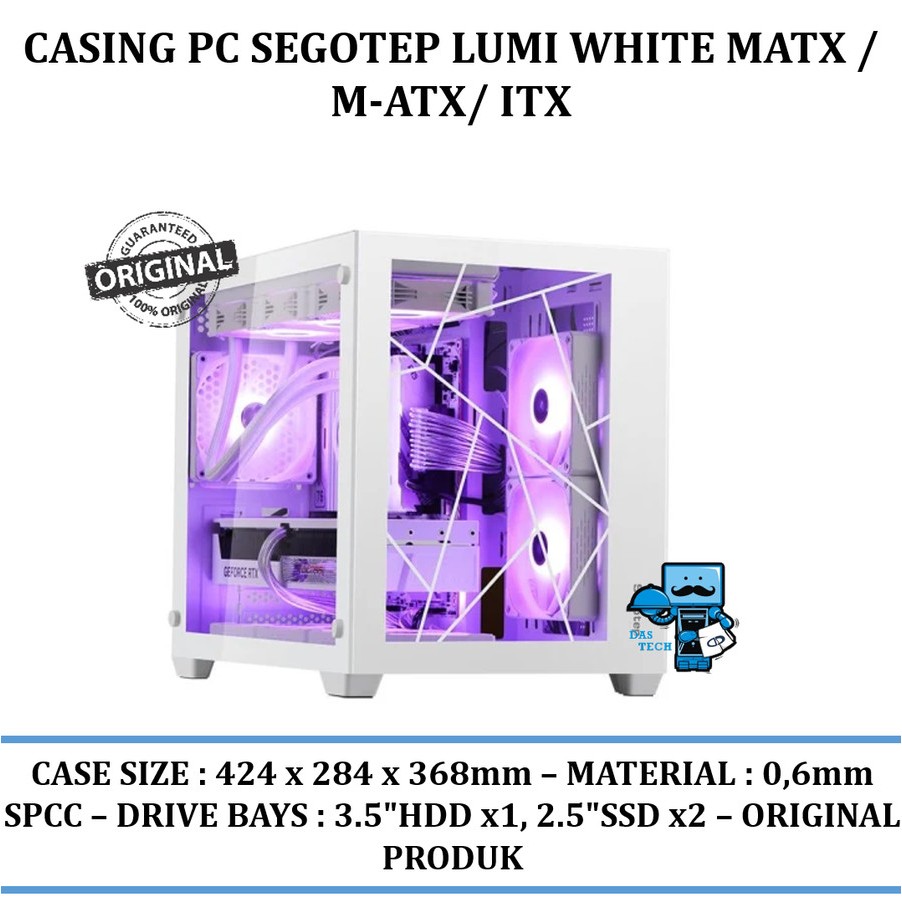 Jual Casing PC Segotep LUMI White MATX / M-ATX / ITX - Original Produk ...