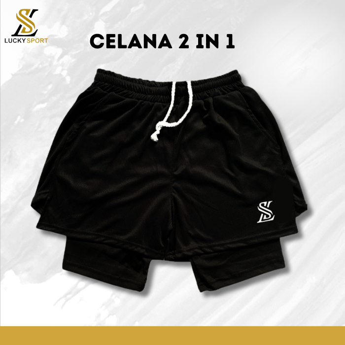 Jual Celana Sport Olahraga Lari Double Short Voli Gym Running / Celana ...