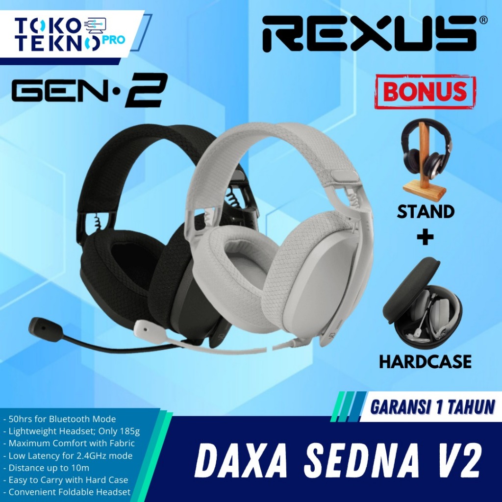Jual Rexus Daxa Sedna Wireless Gaming Headset 3in1 Connection Garansi ...
