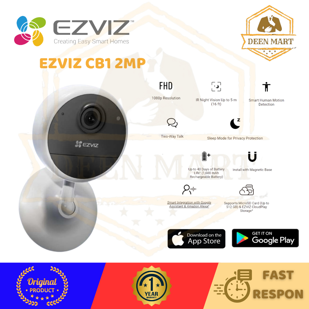 Jual Ezviz CB1 Smart Home Wifi Battery IP Camera CCTV Indoor Type C ...
