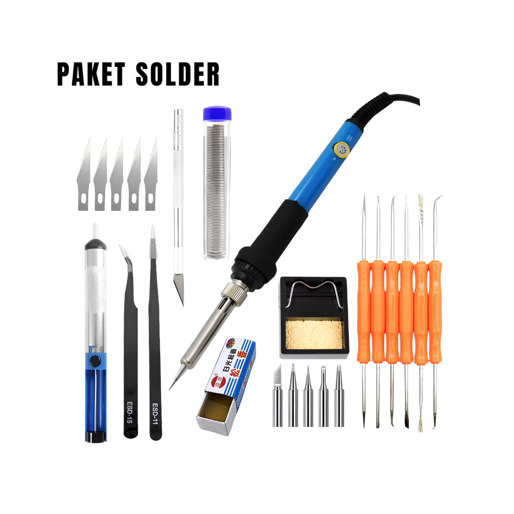 Jual Paket Solder Listrik 60 watt Adjustable Temperature | Shopee Indonesia