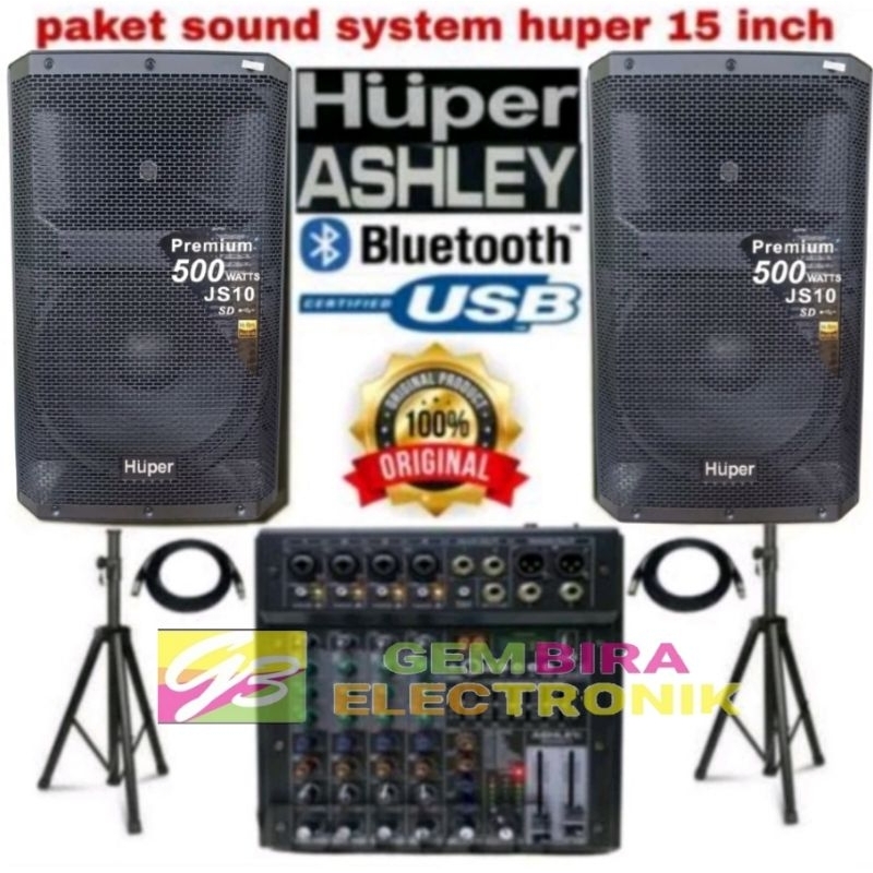 Jual Paket Sound System speaker Aktif Huper 15 Inch + Mixer Ashley 4 ...