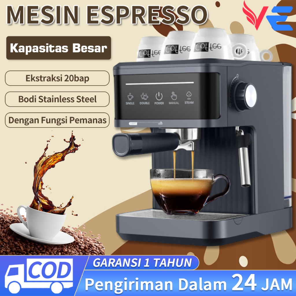 Jual Cafeler Mesin Kopi Espresso Coffee Maker Otomatis Kontrol Coffe Machine 1.8 Liter | Shopee ...